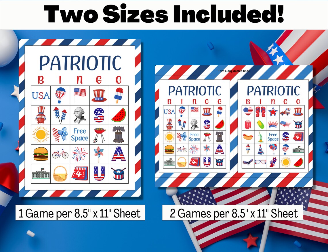 4th of July Bingo | Patriotic Bingo | 4th of July Games | Party Games ...