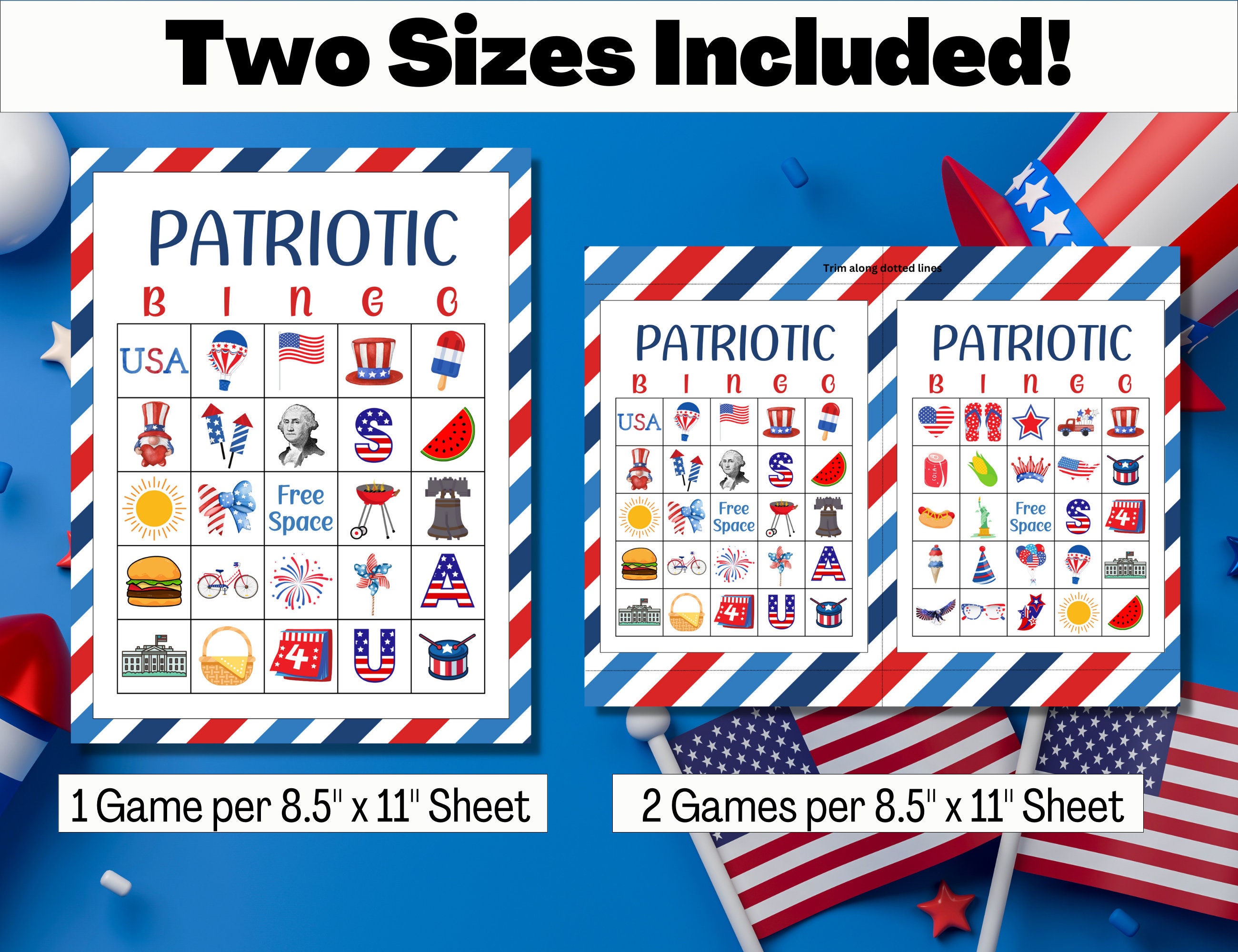 4th of July Bingo | Patriotic Bingo | 4th of July Games | Party Games ...