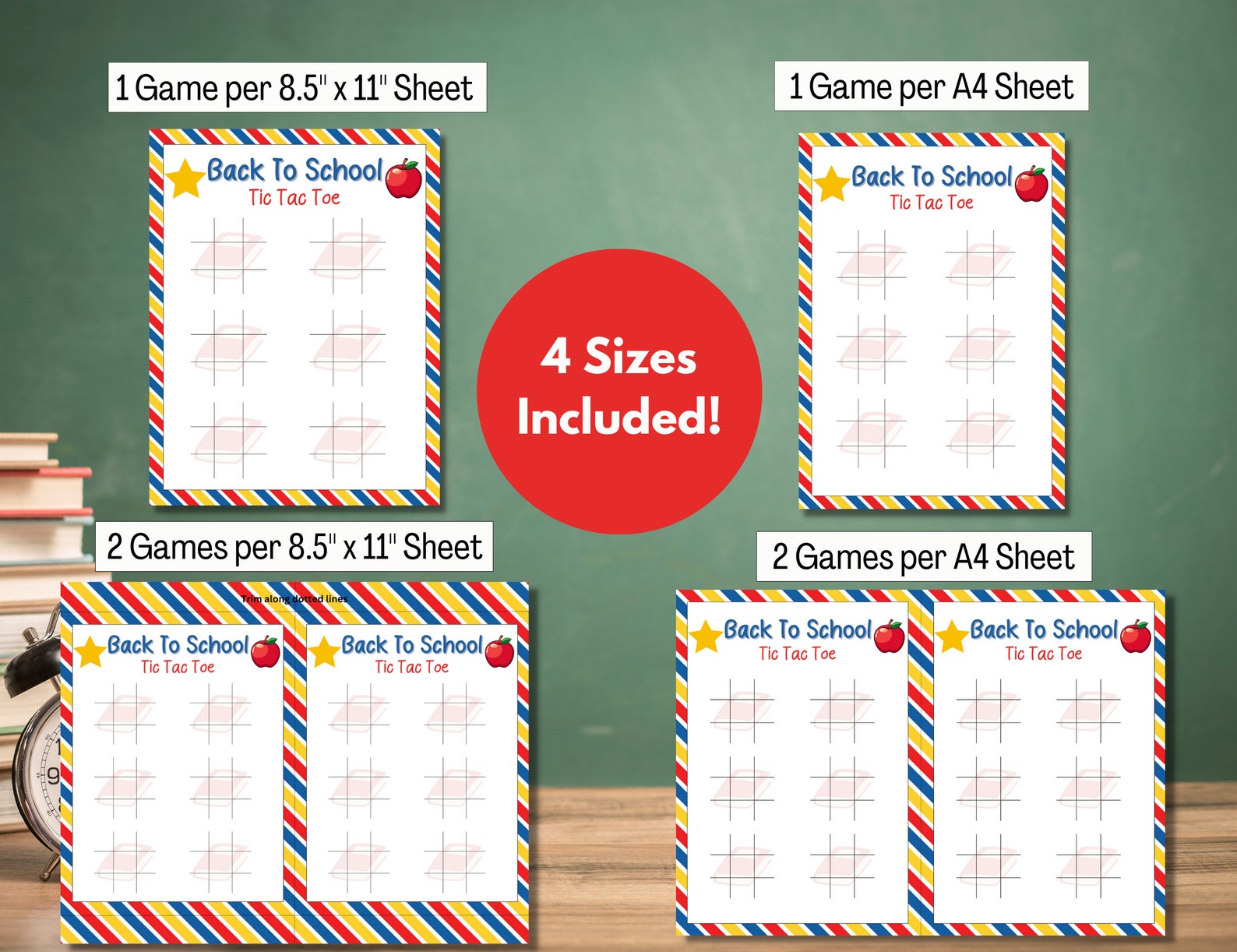 Back to School Tic Tac Toe Game Back to School Games First Day of ...