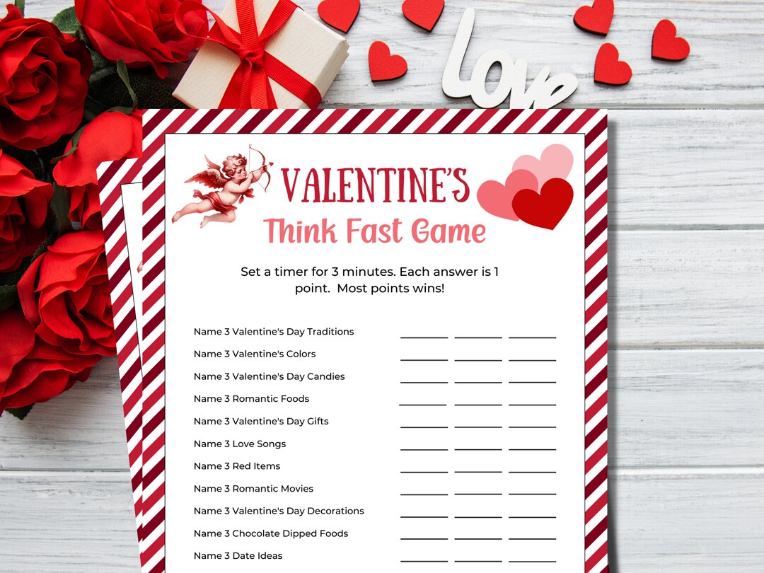 Valentines Day Think Fast Game | Valentines Day Games | Valentines ...