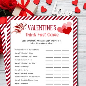 Valentines Day Think Fast Game | Valentines Day Games | Valentines ...