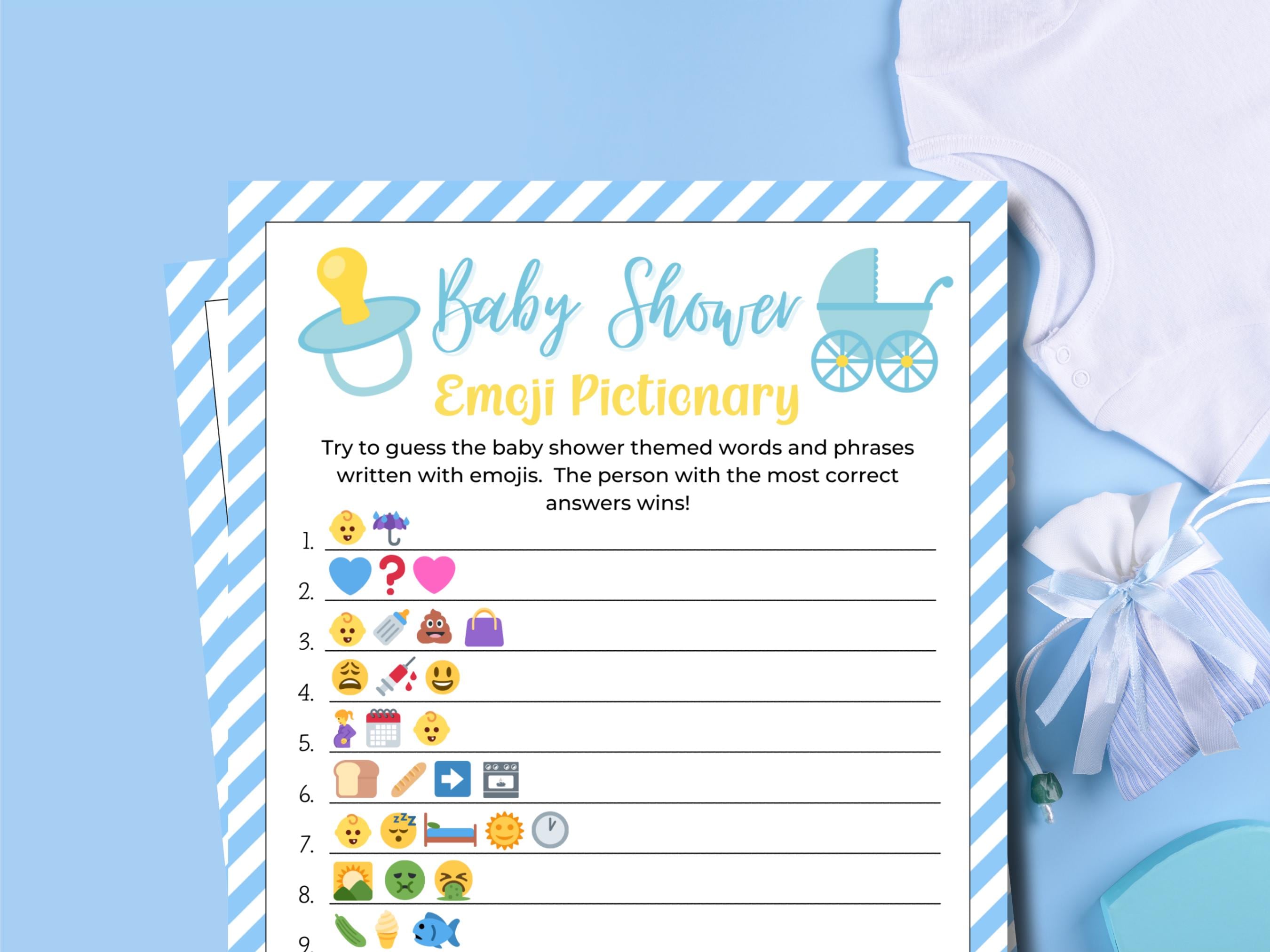 Emoji Pictionary Baby Shower Game Emoji Shower Game Printable Baby ...