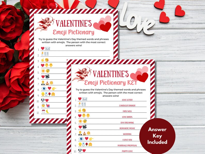 Valentines Emoji Pictionary Game | Valentines Emoji Game | Valentines ...