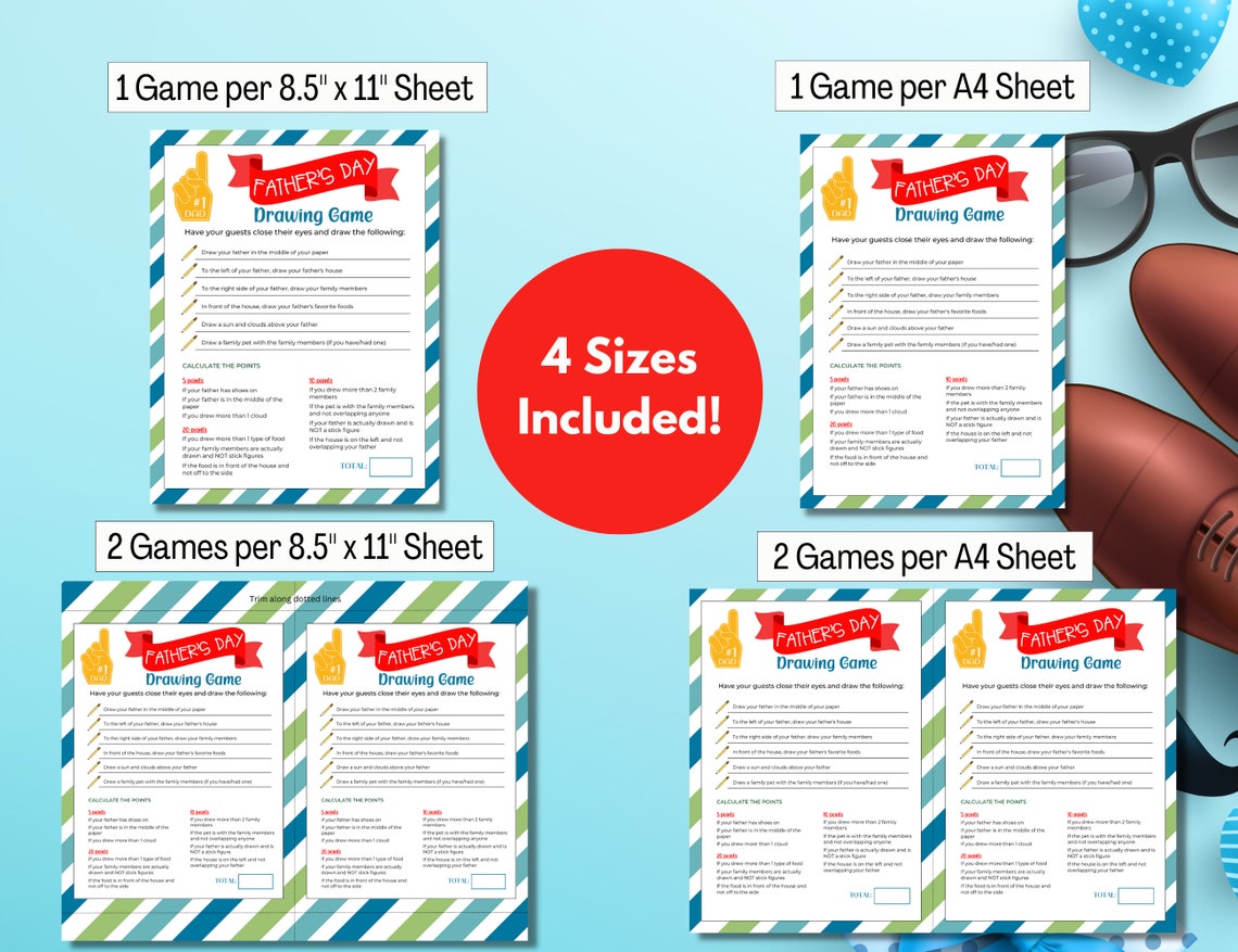 Fathers Day Drawing Game Kids Game Fathers Day Games - Etsy