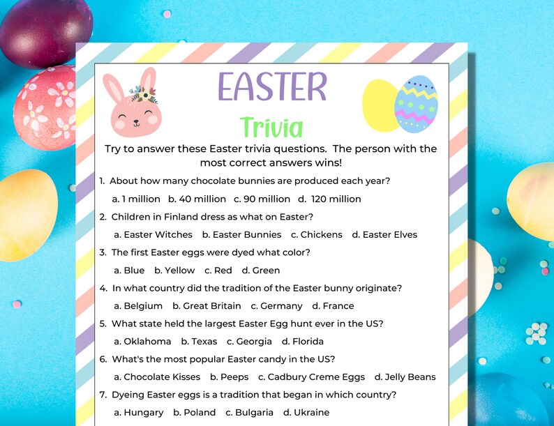 Easter Trivia Game Easter Games Easter Party Game Easter Family Games ...