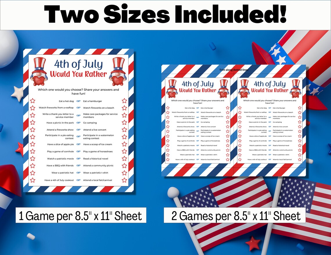 4th of July Would You Rather | 4th of July This or That | 4th of July ...