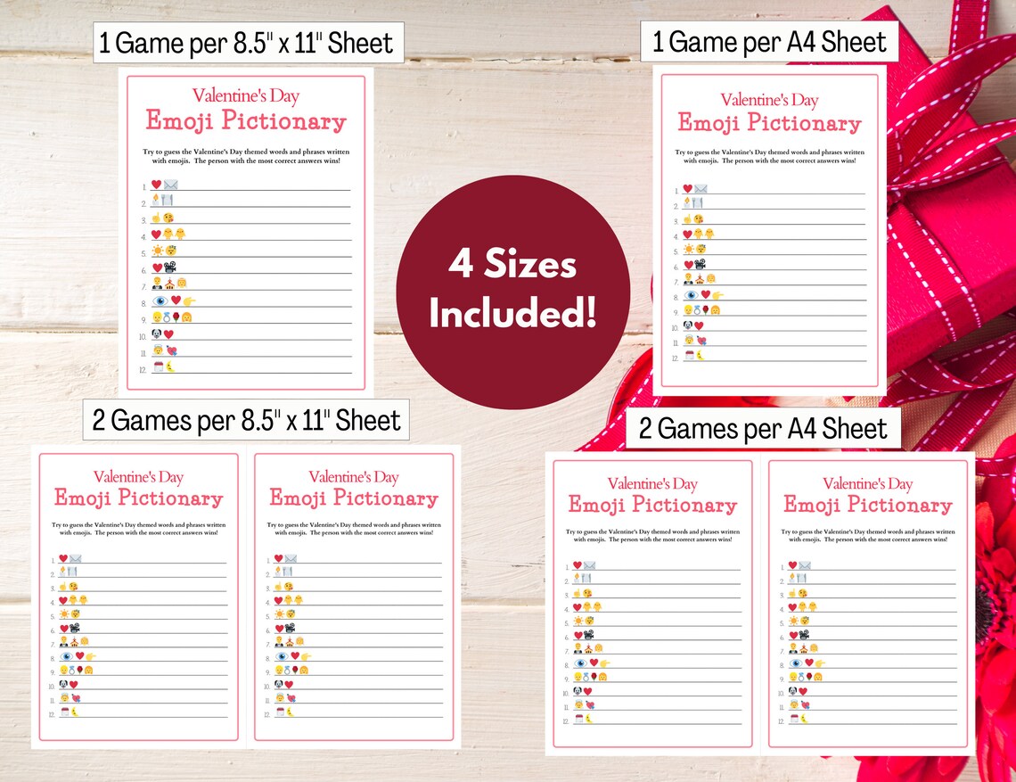 Valentines Day Emoji Pictionary Game, Valentines Day Emoji Game ...