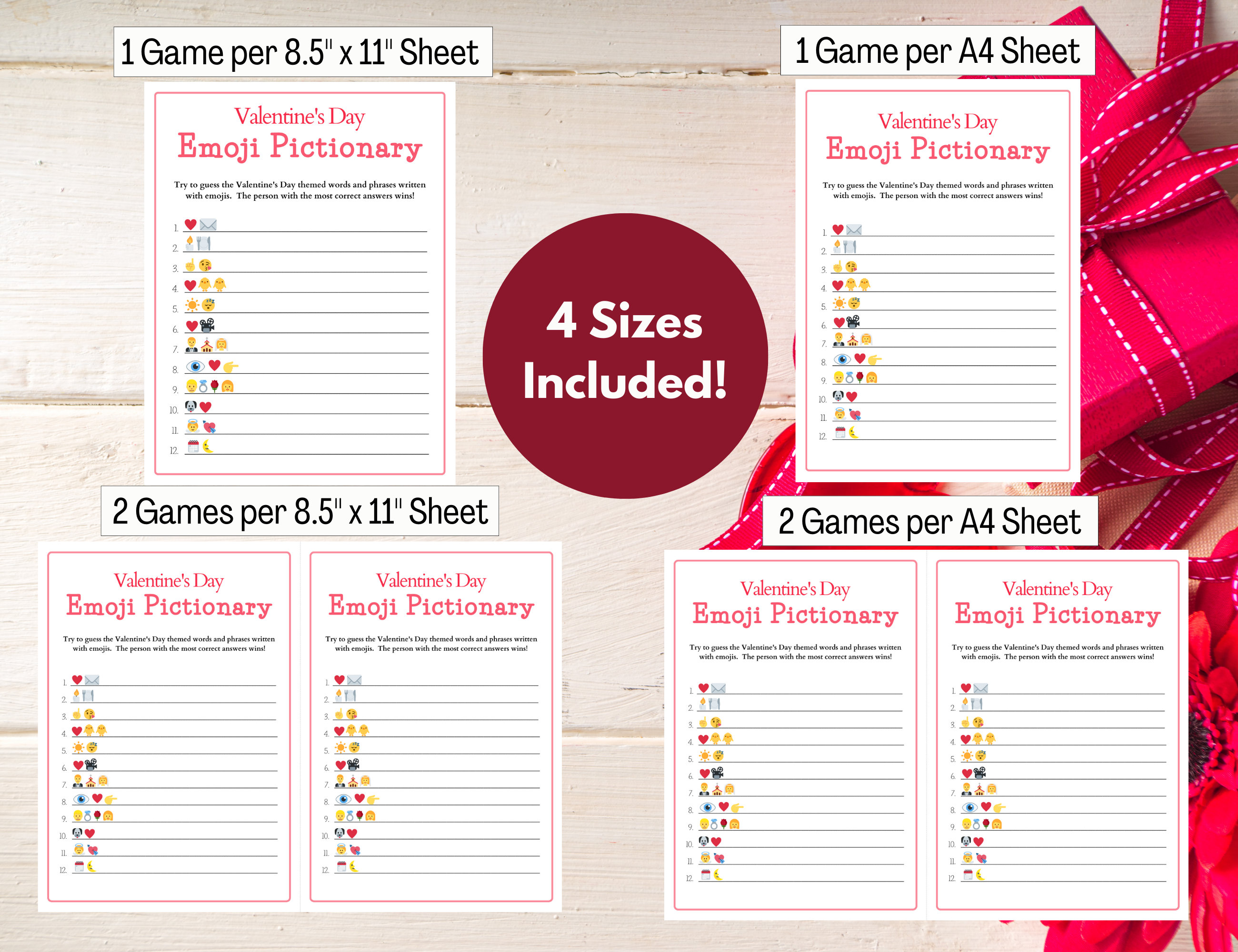 Valentines Day Emoji Pictionary Game, Valentines Day Emoji Game ...