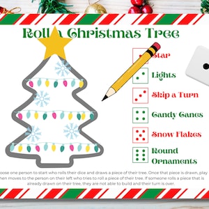 Roll a Christmas Tree, Christmas Drawing Game, Dice Game, Christmas ...