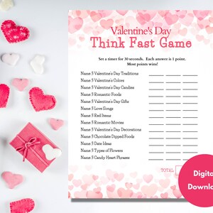 Valentines Day Think Fast Game, Valentines Day Games, Valentines Day ...