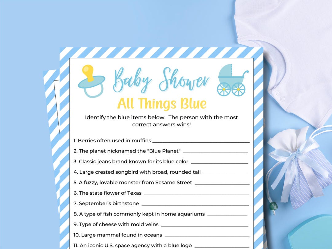 All Things Blue Game | Baby Shower Blue Game | Printable Baby Shower ...