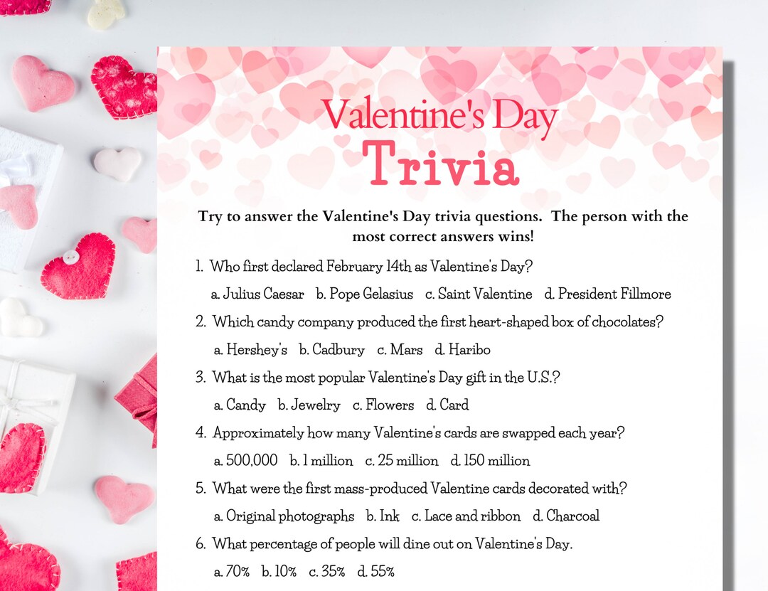 Valentines Day Trivia Game, Valentines Day Games, Valentines Day Party ...