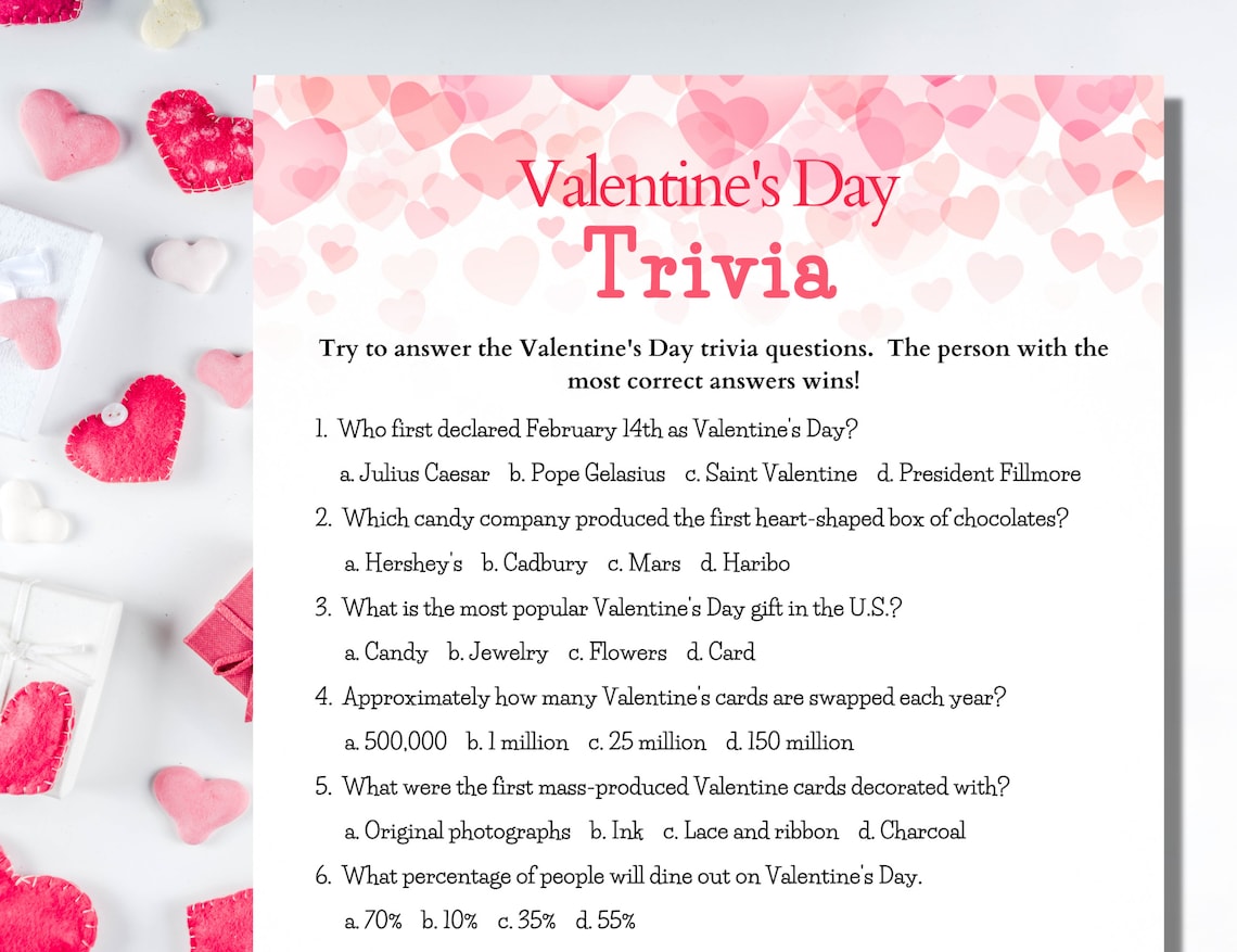Valentines Day Trivia Game, Valentines Day Games, Valentines Day Party ...