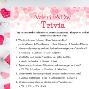 Valentines Day Trivia Game, Valentines Day Games, Valentines Day Party ...