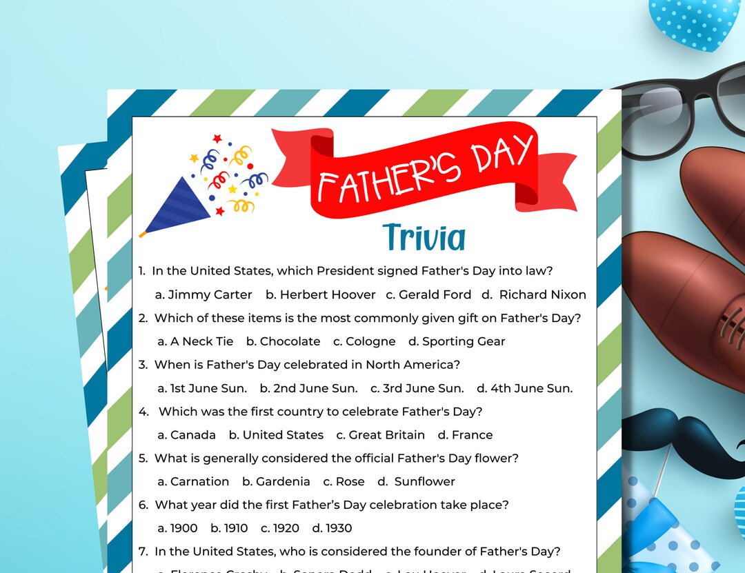 Fathers Day Trivia Game | Fathers Day Games | Fathers Day Party ...