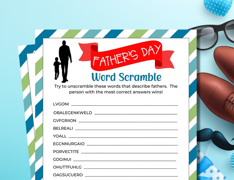 Fathers Day Word Scramble Game | Fathers Day Unscramble Game | Fathers ...