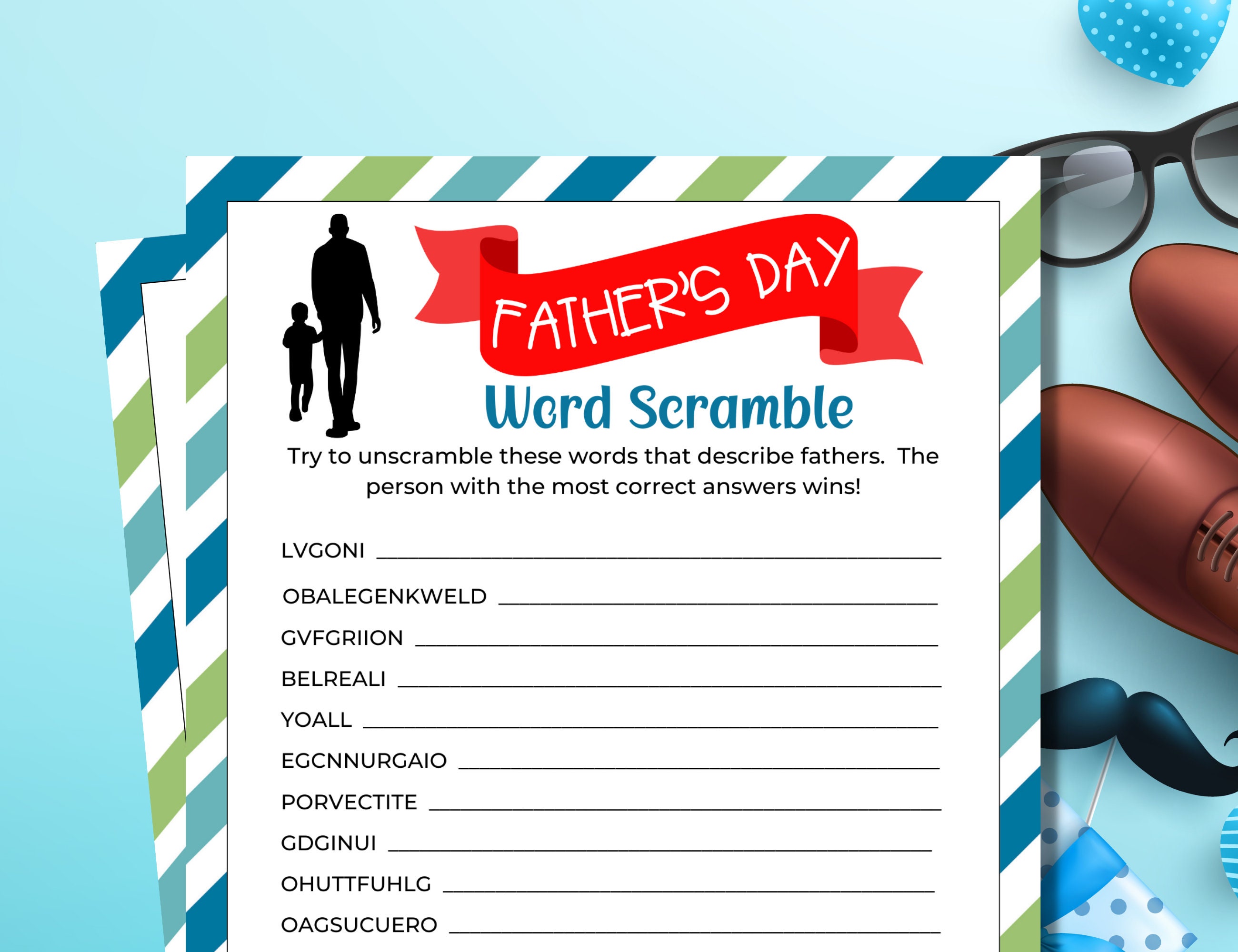 Fathers Day Word Scramble Game | Fathers Day Unscramble Game | Fathers ...
