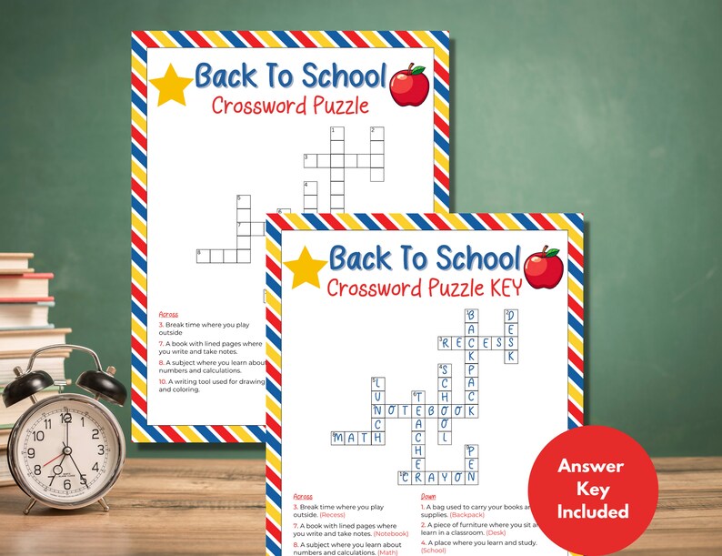 Back to School Crossword Puzzle | Back to School Word Puzzle | Back to ...