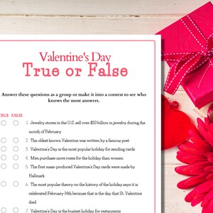 Valentines Day True or False Game, Valentines Day Trivia Game ...