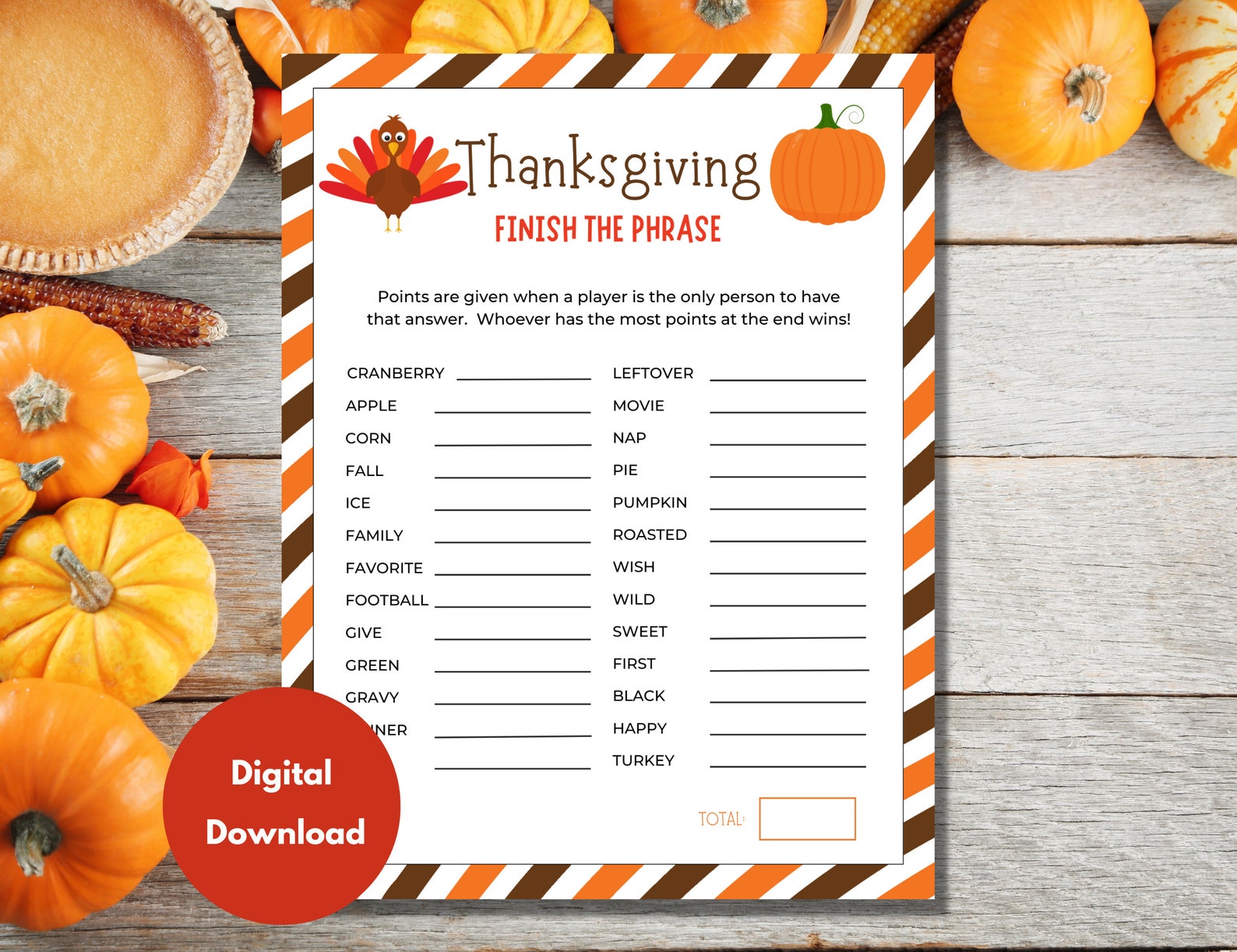 Thanksgiving Finish the Phrase | Fill in the Blank | Thanksgiving Games ...