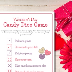 Valentines Day Candy Dice Game, Valentines Day Kids Game, Valentines ...