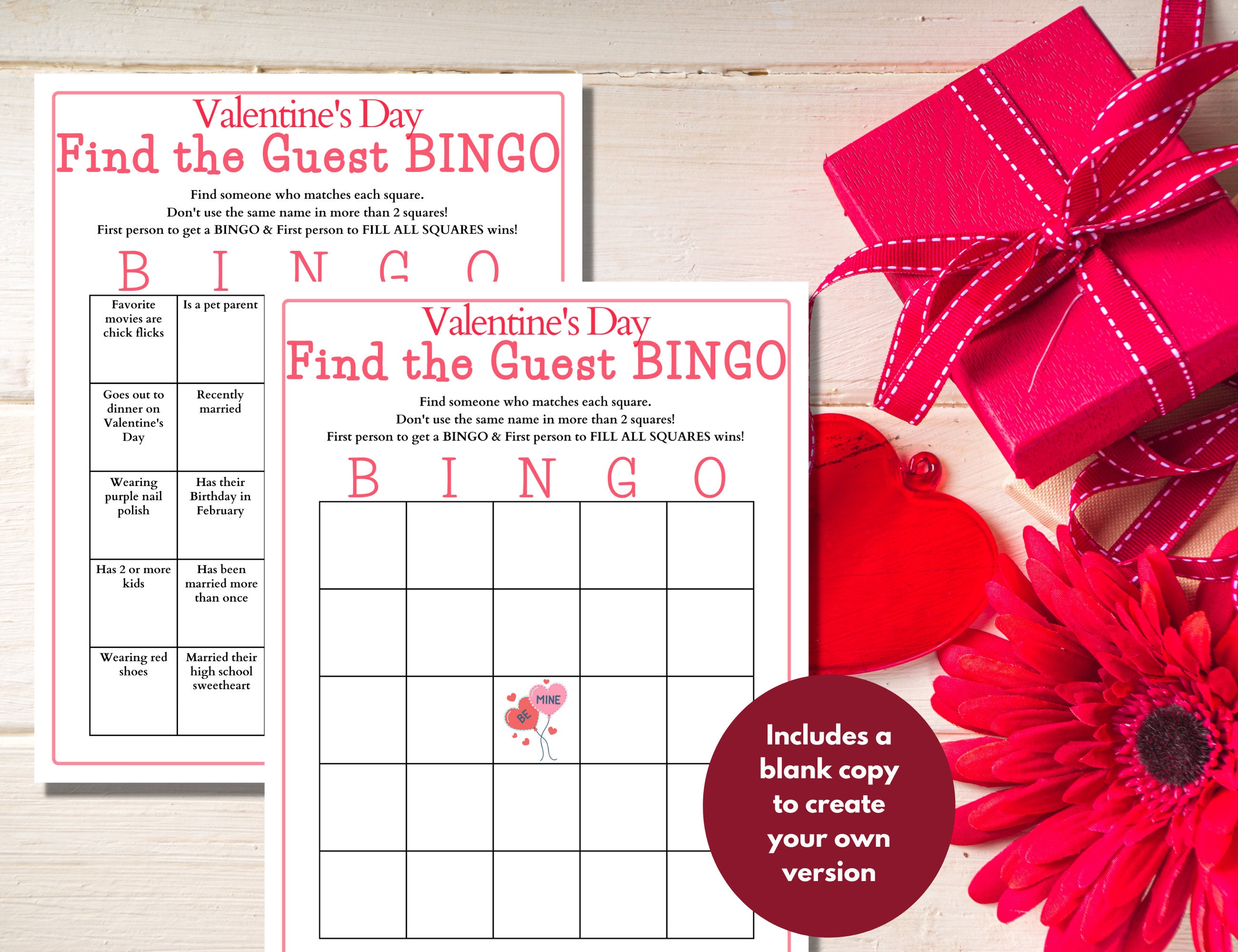Valentines Day Find the Guest Bingo, Ice Breaker Game, Mix & Mingle ...