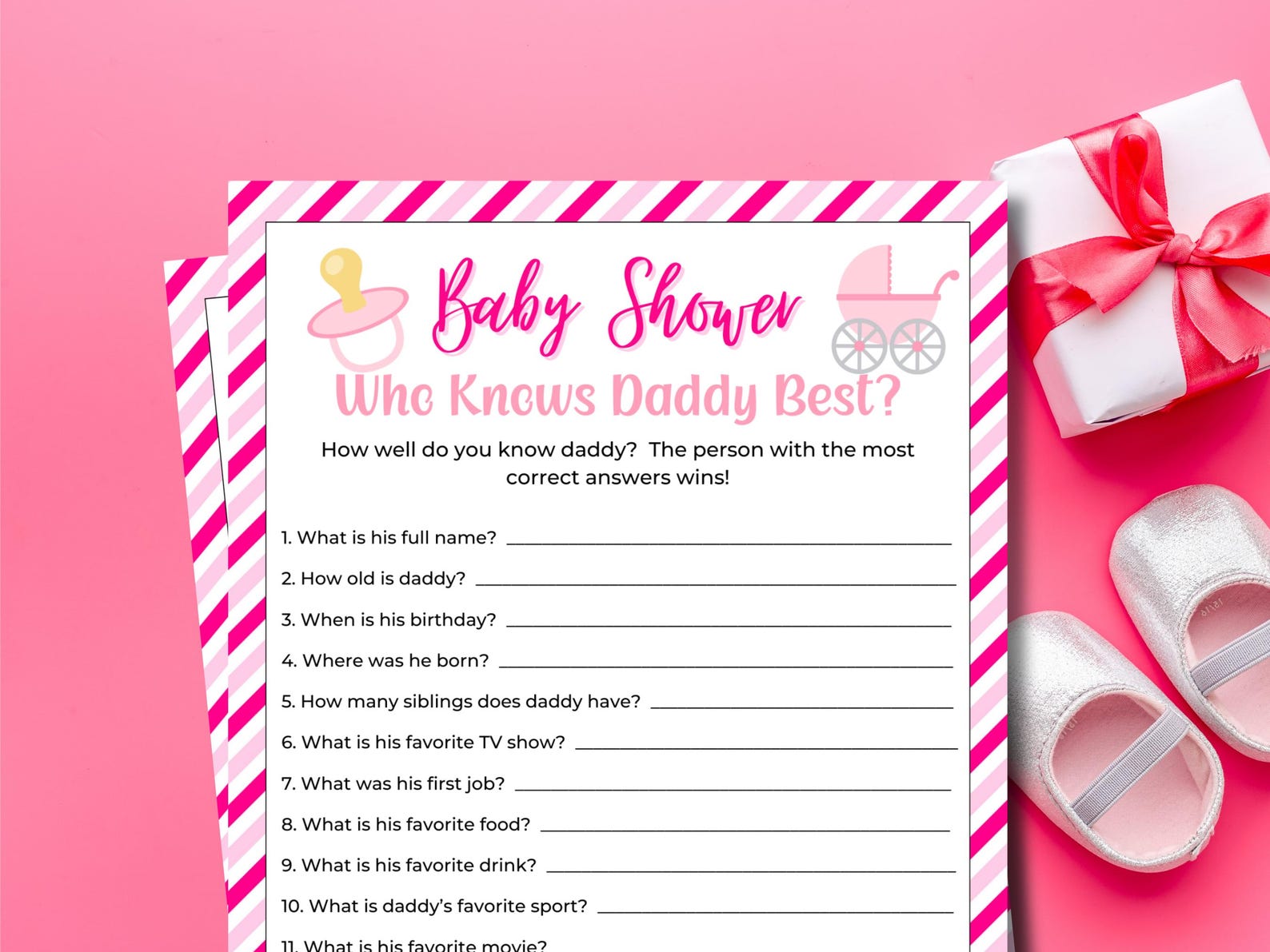 Who Knows Daddy Best Baby Shower Game | How Well Do You Know Daddy ...