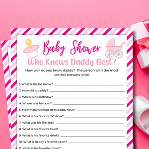 Who Knows Daddy Best Baby Shower Game | How Well Do You Know Daddy ...