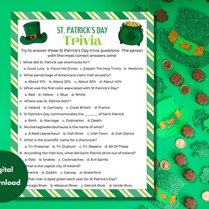 St Patrick's Day Trivia Game, St Patrick's Day Games, St Patrick's Day ...
