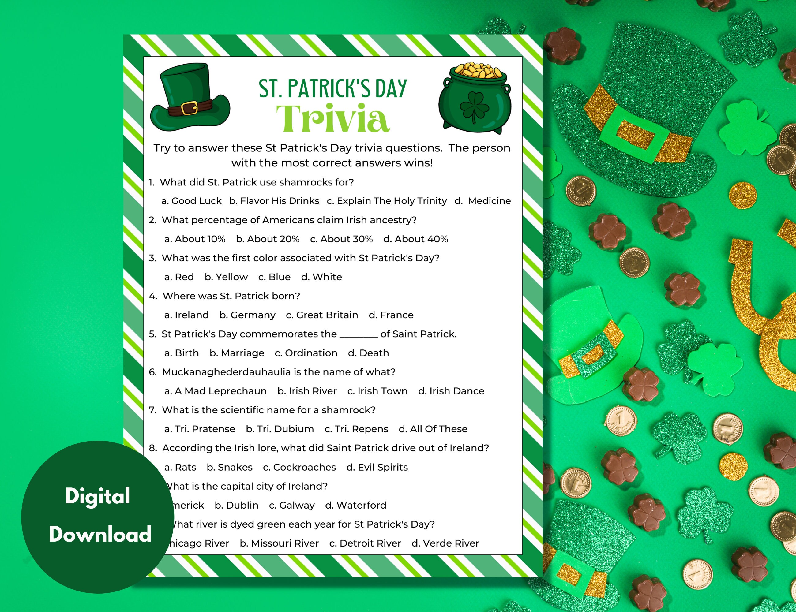 St Patrick's Day Trivia Game, St Patrick's Day Games, St Patrick's Day ...
