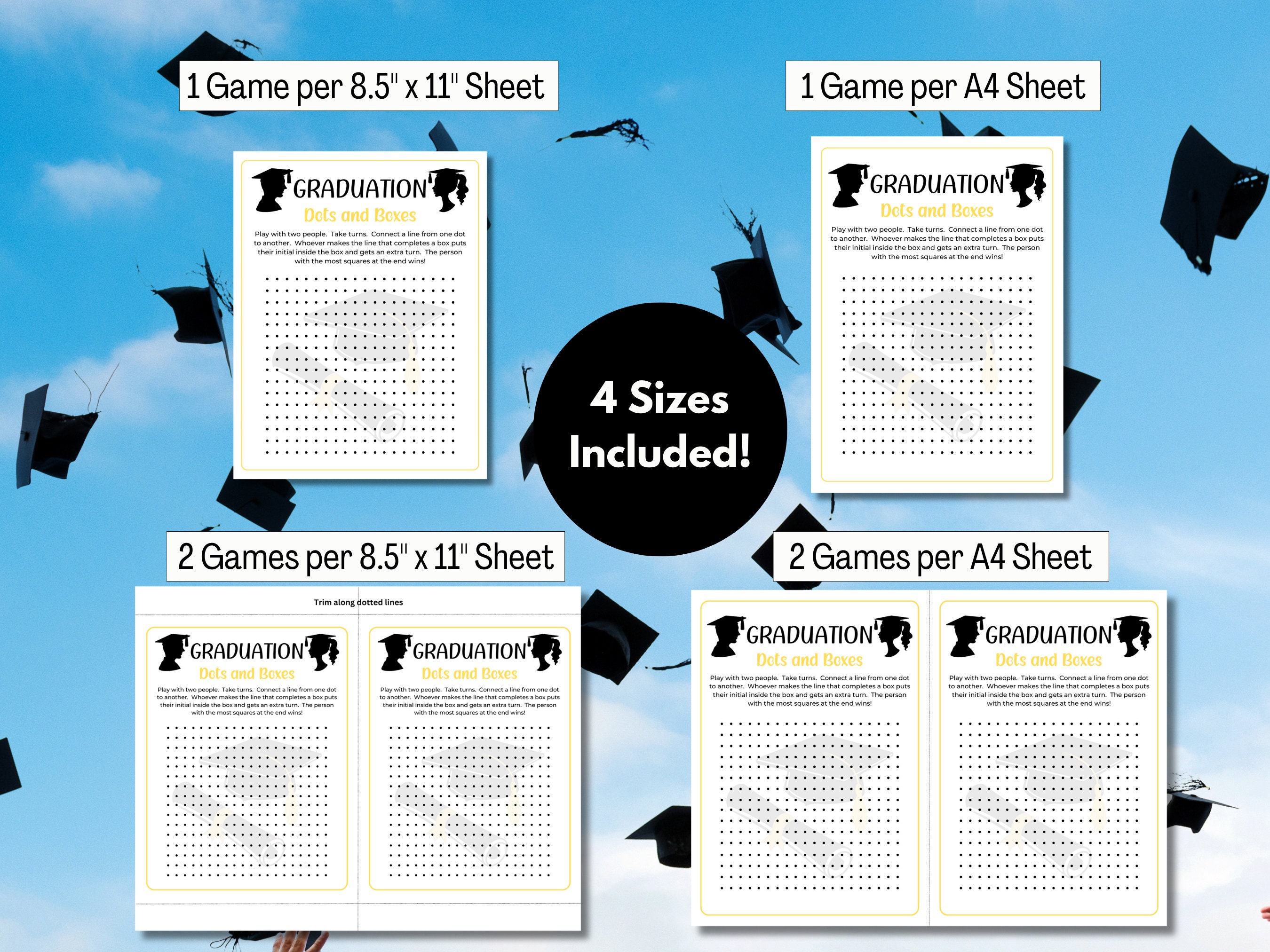 Graduation Dots and Boxes Squares Game 2024 Graduation Games Graduation ...