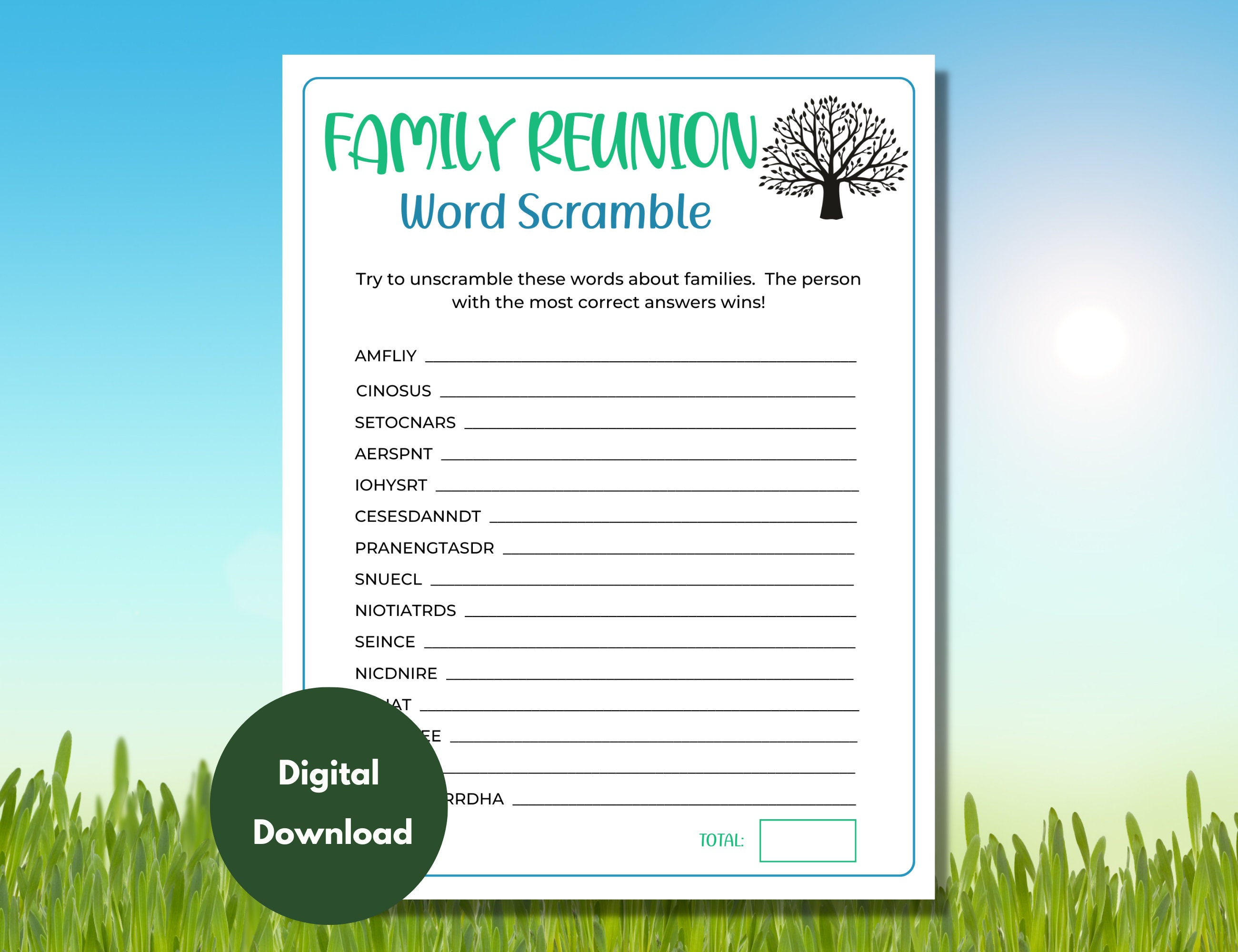 Family Reunion Word Scramble | Family Reunion Unscramble Game | Family ...