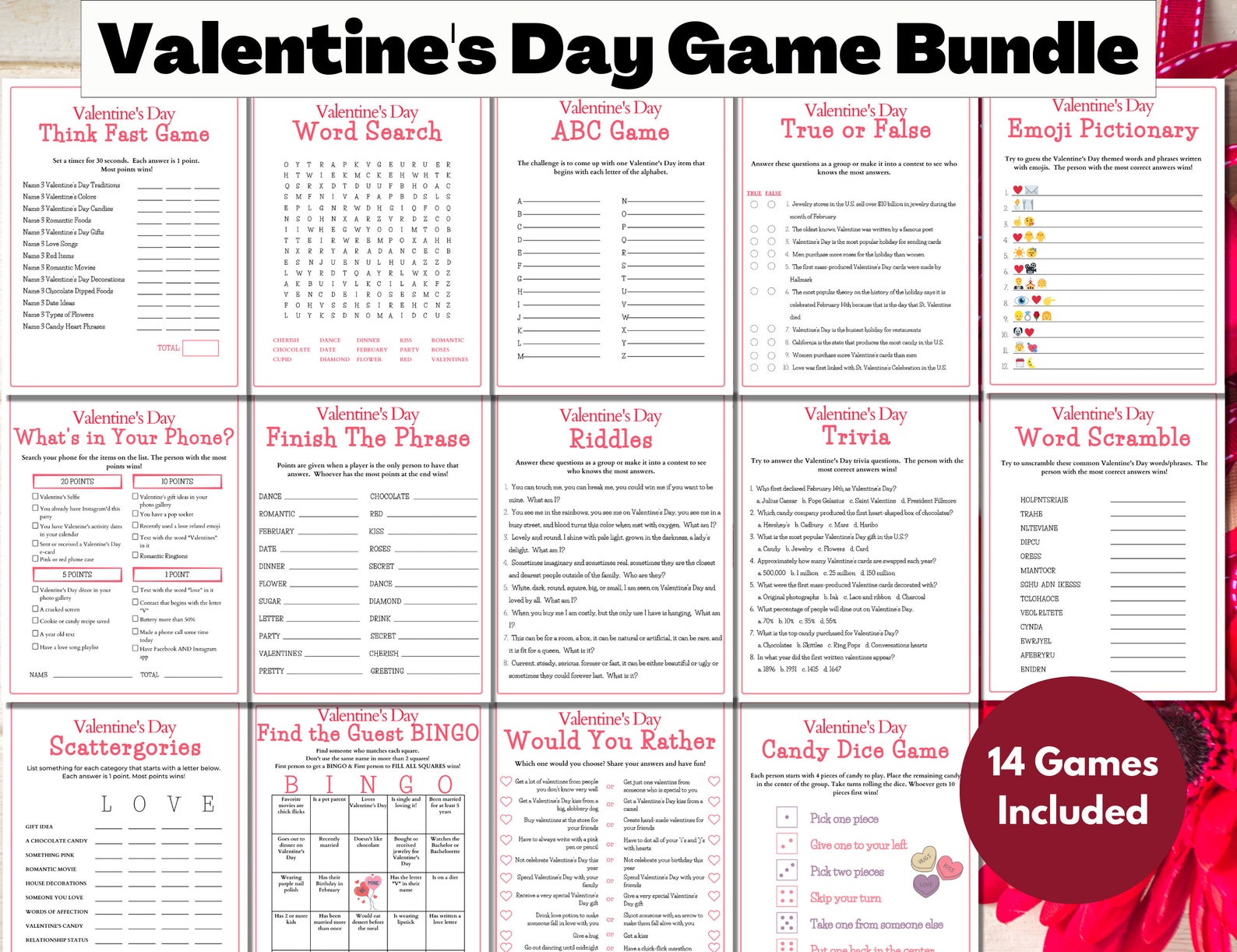 Valentines Day Games Bundle, Valentines Day Activities, Valentines Day ...