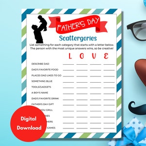 Fathers Day Scattergories Game | Fathers Day Word Game | Fathers Day ...