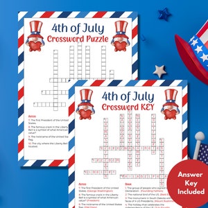 4th of July Crossword Puzzle | 4th of July Word Puzzle | 4th of July ...