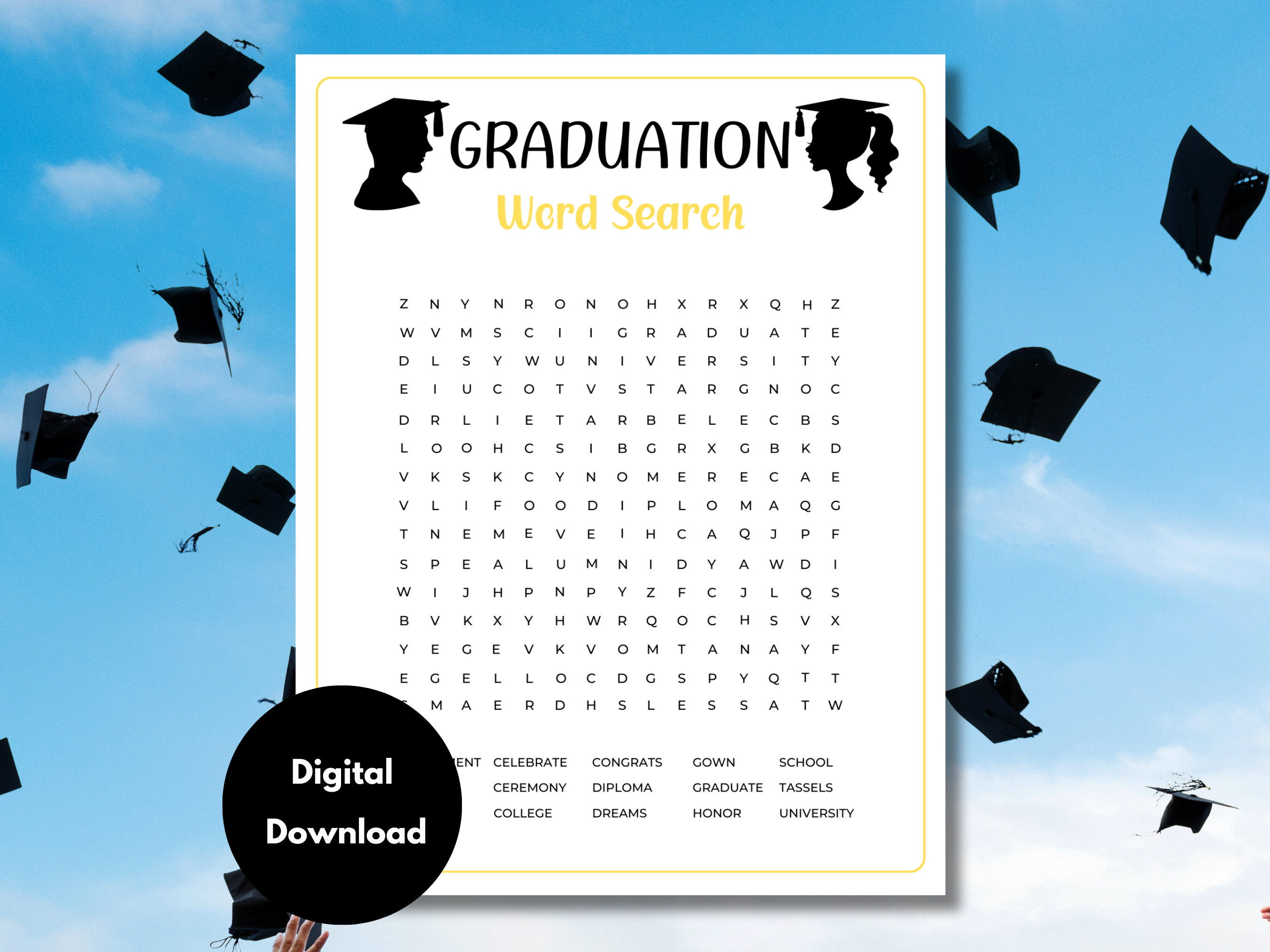 Graduation Word Search Graduation Word Puzzle 2024 Graduation Games ...