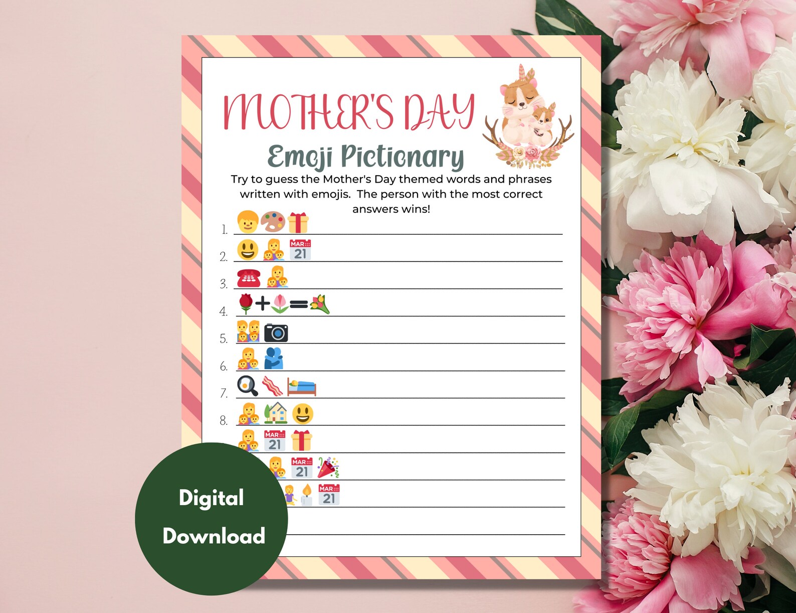 Mothers Day Emoji Pictionary | Mothers Day Emoji Game | Mothers Day ...