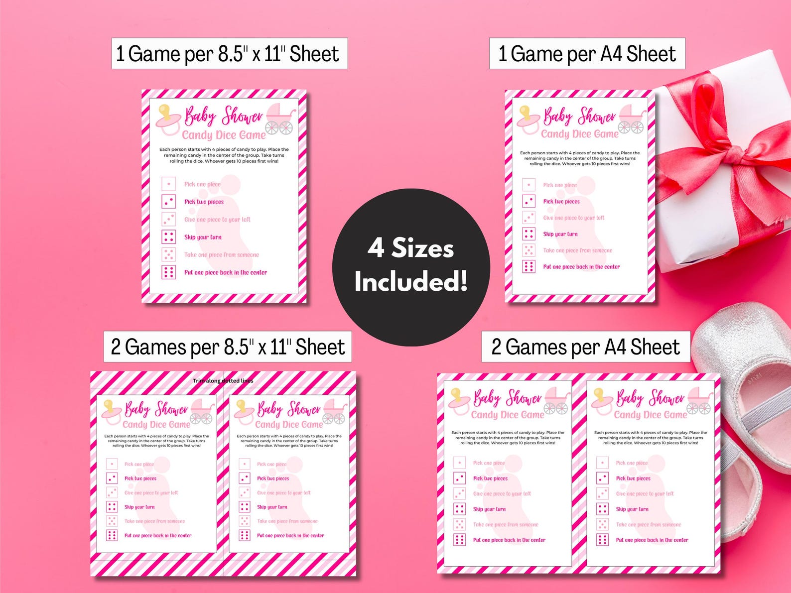 Baby Shower Candy Dice Game | Baby Dice Game | Printable Baby Shower ...