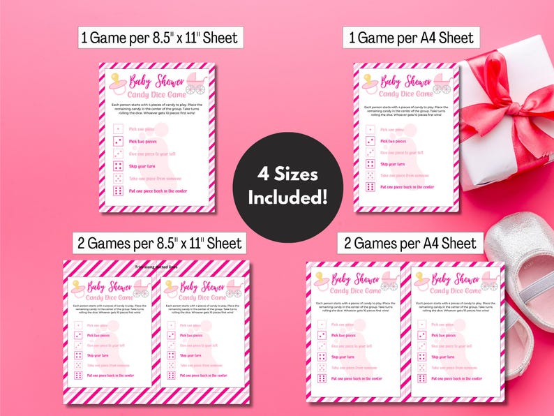 Baby Shower Candy Dice Game | Baby Dice Game | Printable Baby Shower ...