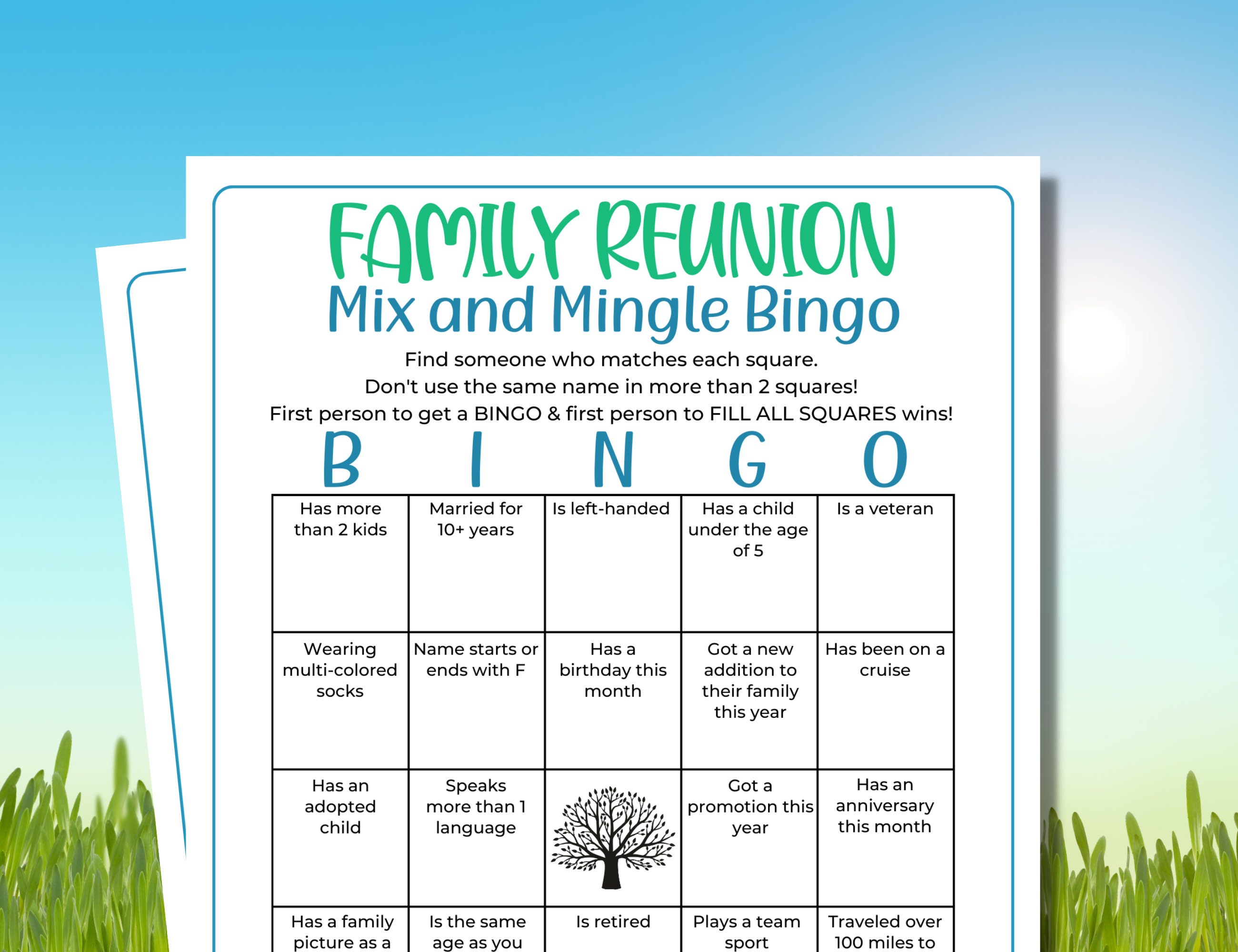 Family Reunion Find the Guest Bingo Ice Breaker Game Mix & Mingle Game ...