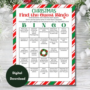 Christmas Find the Guest Bingo | Ice Breaker Game | Mix & Mingle Game ...