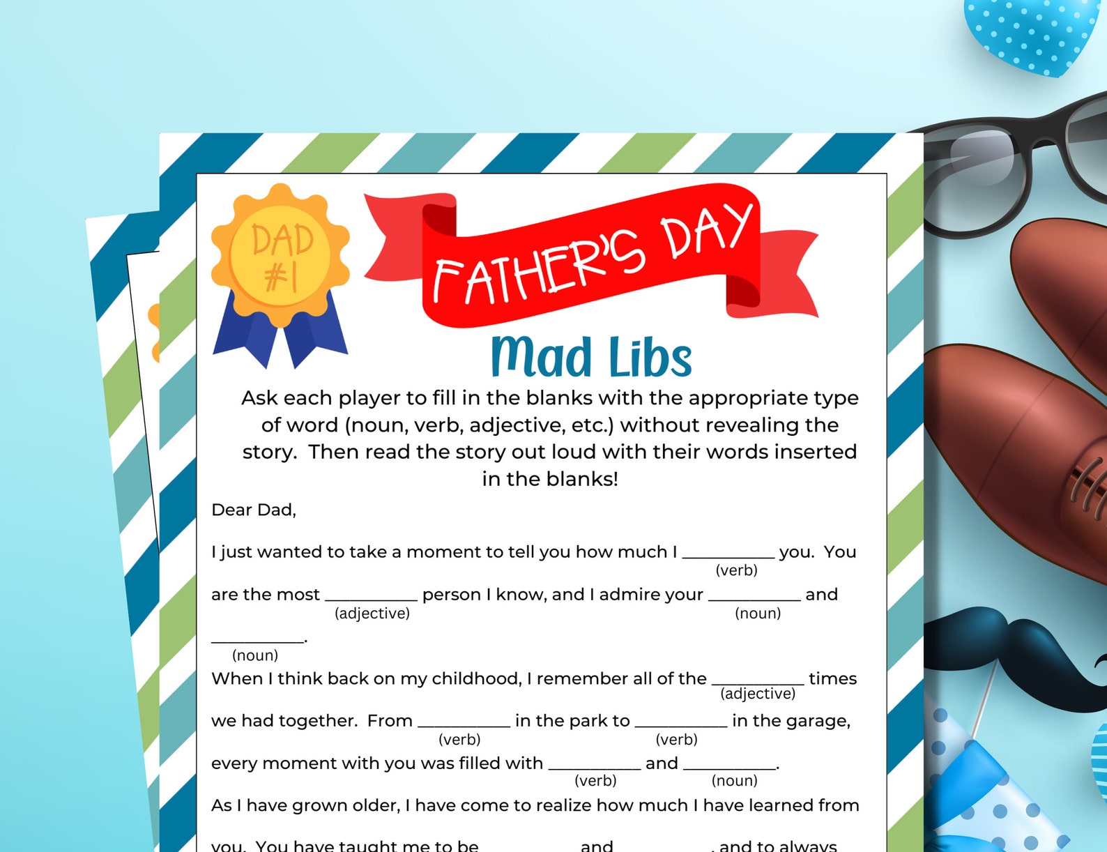 Fathers Day Mad Libs Game | Fathers Day Game | Kids Game | Fathers Day ...