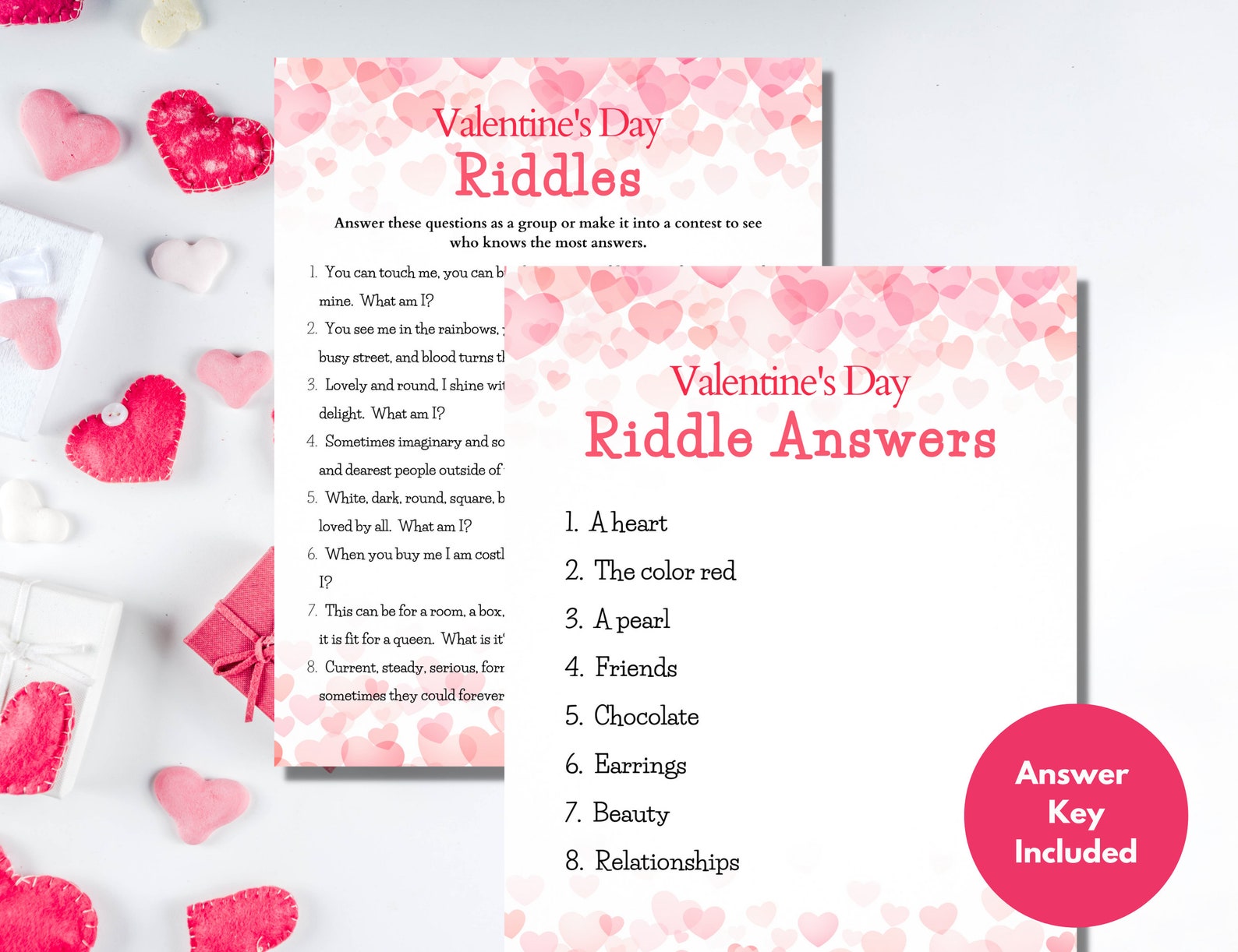Valentines Day Riddle Game, Valentines Day Trivia Game, Valentines Day ...