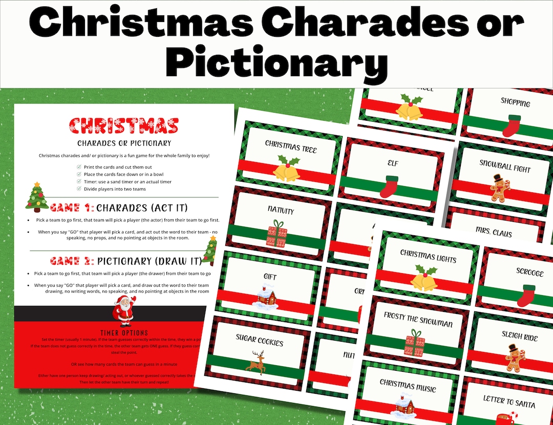 Christmas Charades Game, Christmas Pictionary Game, Christmas Party ...