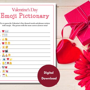Valentines Day Emoji Pictionary Game, Valentines Day Emoji Game ...