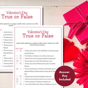 Valentines Day True or False Game, Valentines Day Trivia Game ...