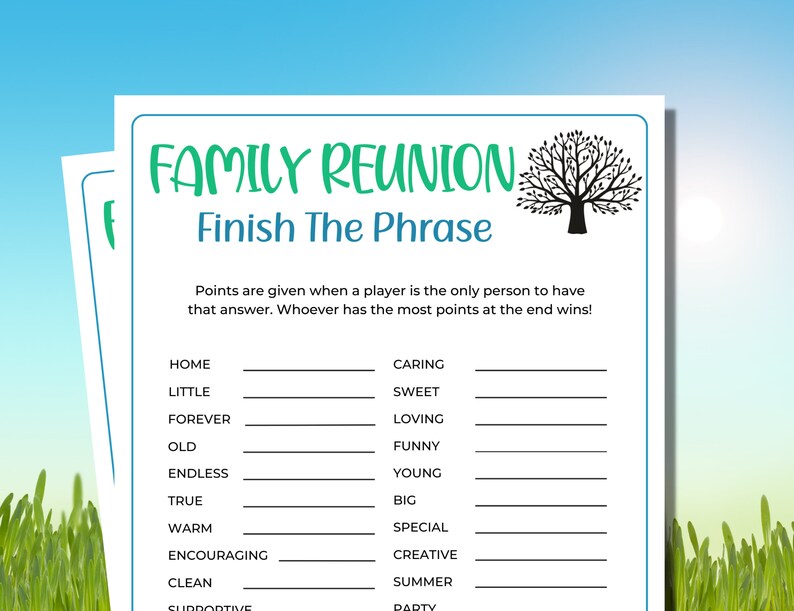 Family Reunion Finish the Phrase | Fill in the Blank | Family Reunion ...