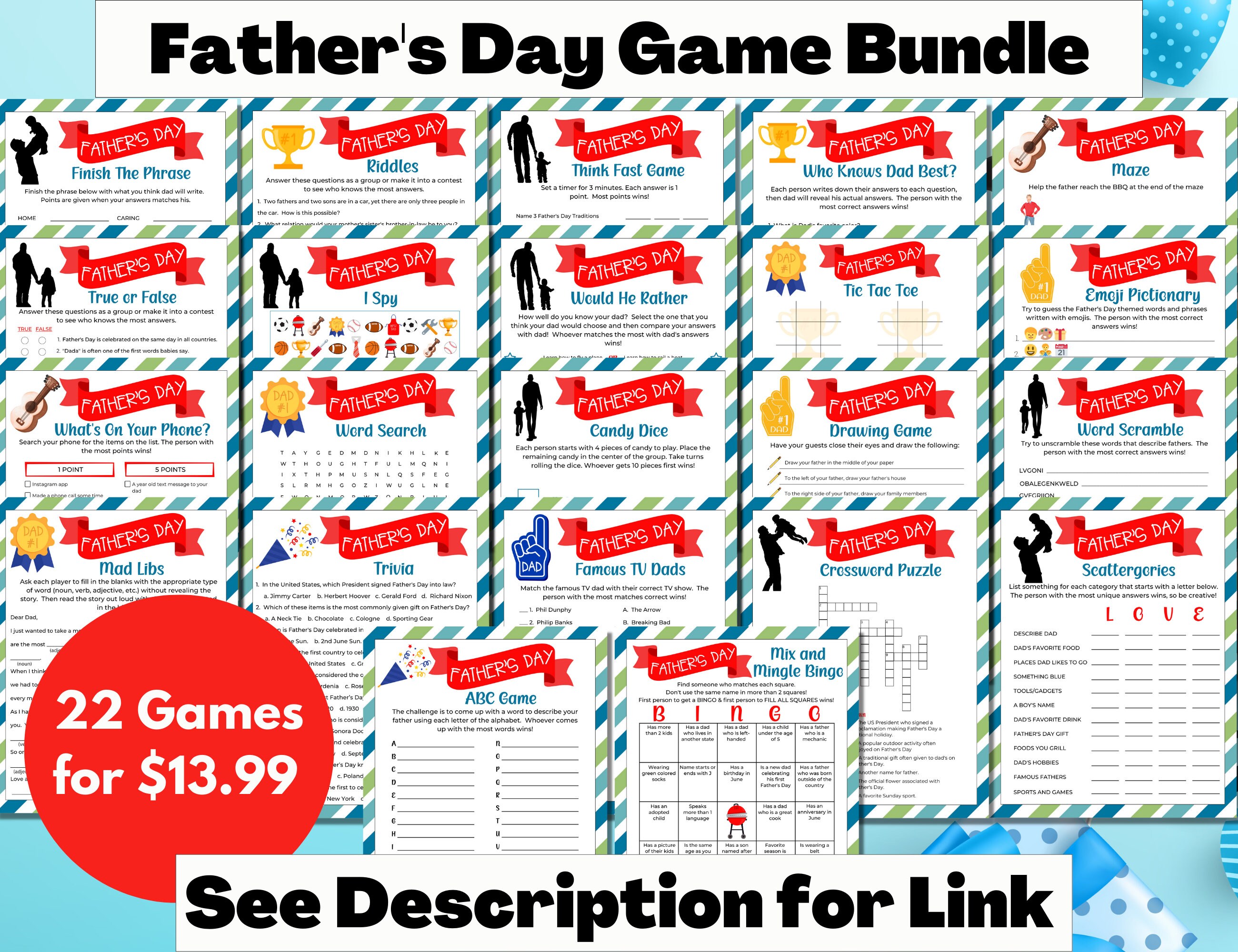 Fathers Day Trivia Game | Fathers Day Games | Fathers Day Party ...