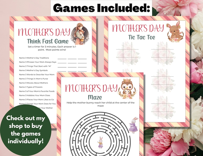 Mothers Day Games | Mothers Day Party Game | Mothers Day Game Bundle ...