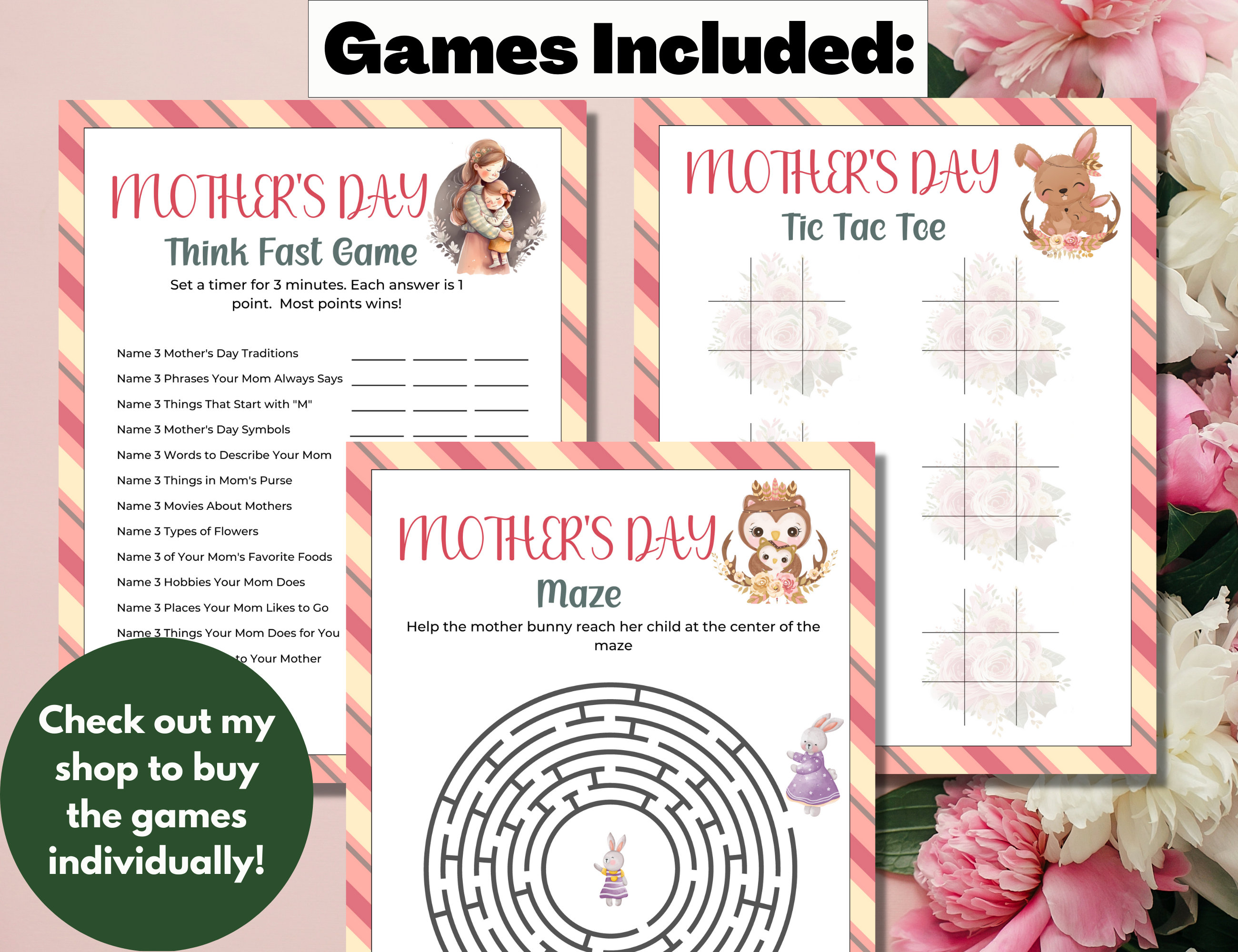 Mothers Day Games Mothers Day Party Game Mothers Day Game Bundle ...